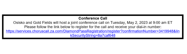 OSISKO MINING AND GOLD FIELDS ANNOUNCE 50/50 JOINT VENTURE ON WINDFALL ...